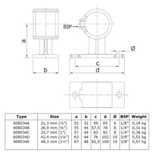 Handrail Bracket 48MM 143D D48 - Pipe Dream Fittings