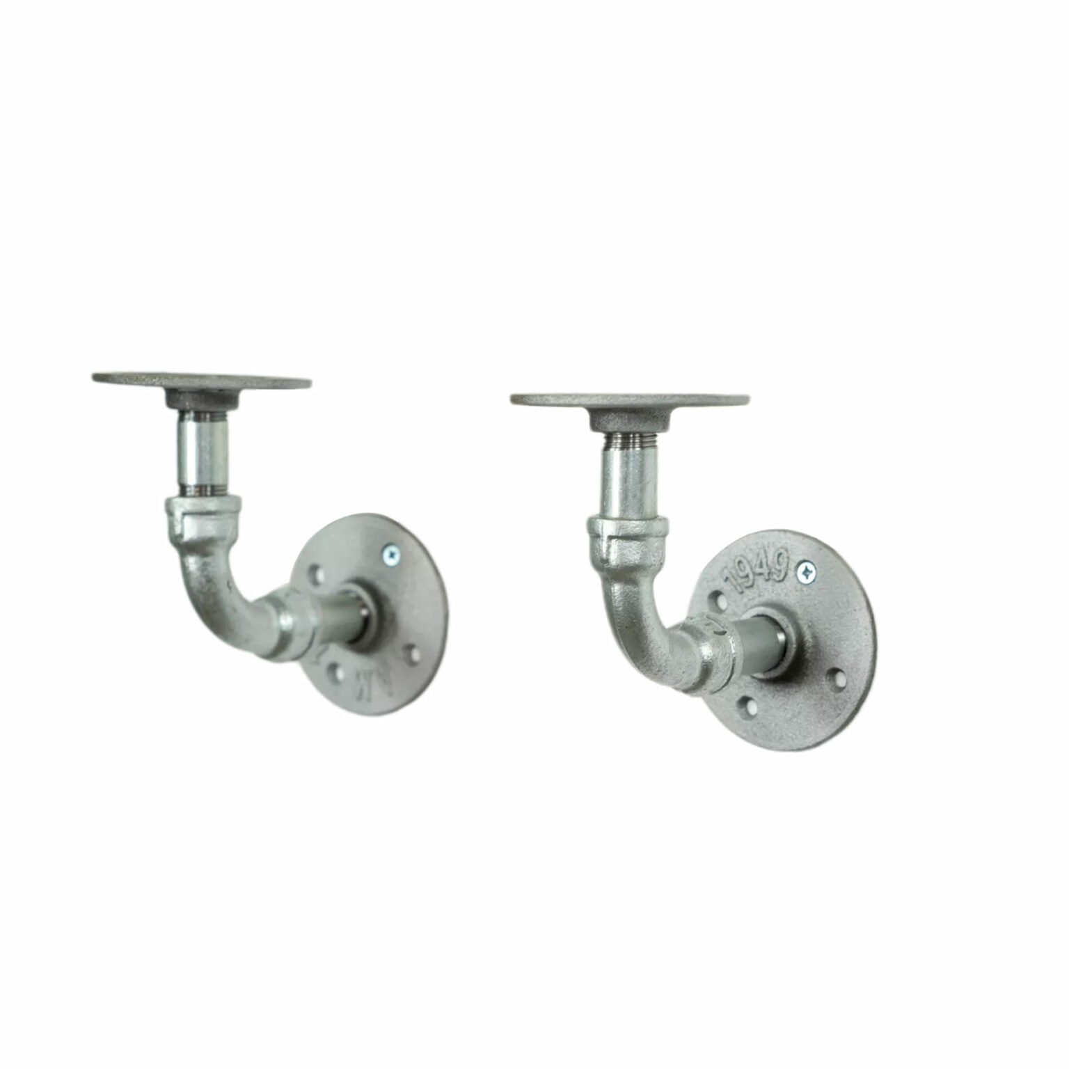 Industrial Silver Curved Pipe Brackets | Industrial Pipe Style - Pipe ...