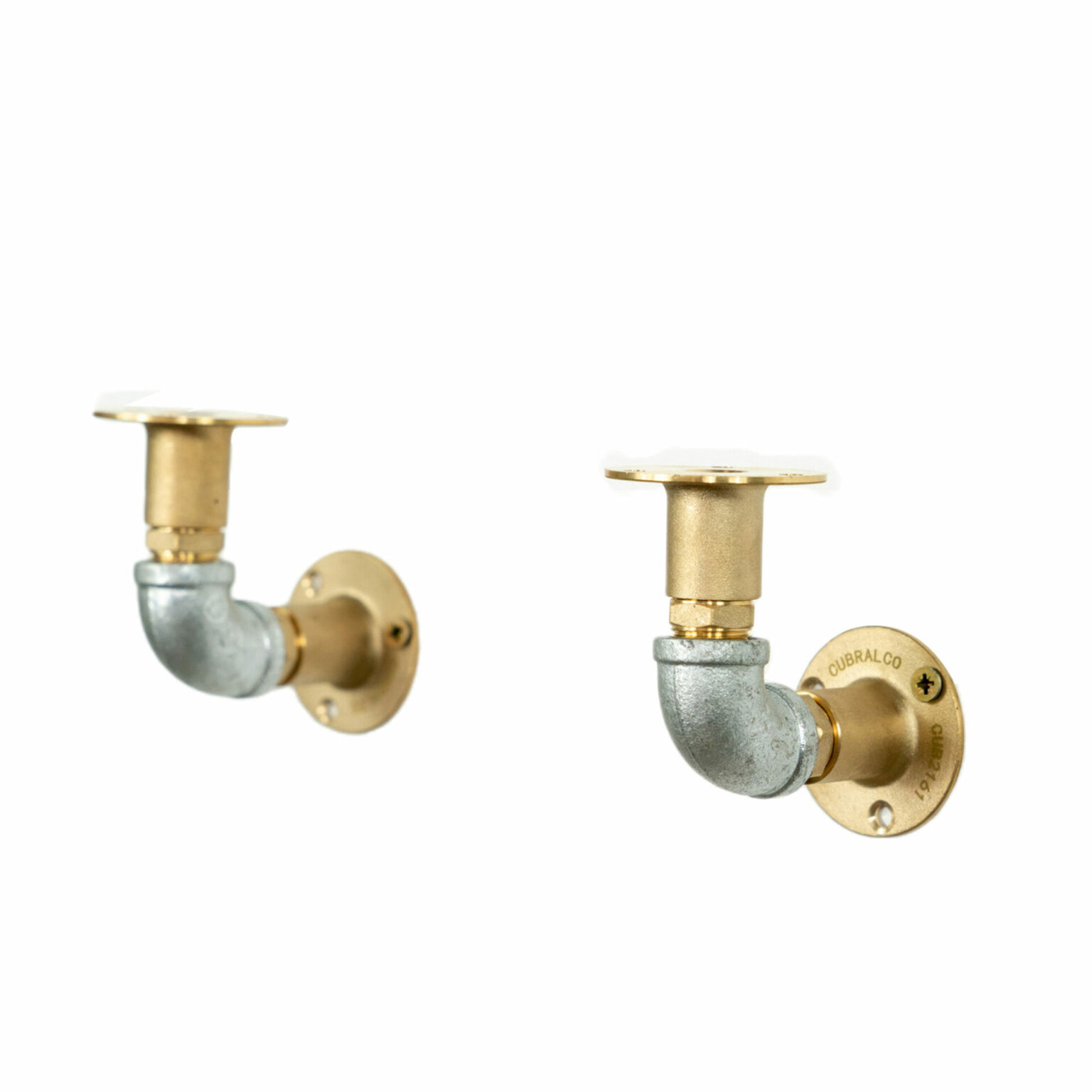 Brass and Industrial Silver Elbow Pipe Shelf Brackets - Pair - Pipe ...